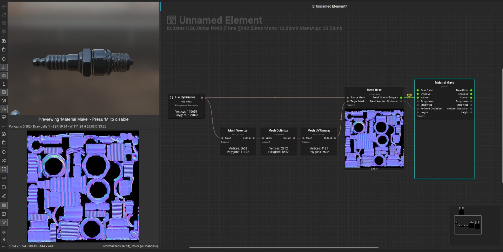 【InstaMAT】ハイモデルから自動でローモデルを作成してUV展開ベイクまでする | CG JOURNAL